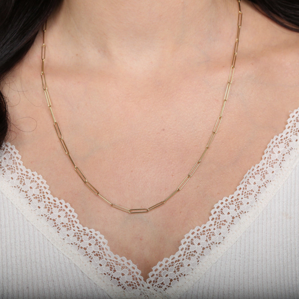 Signature 14K Gold Long Paperclip Necklace