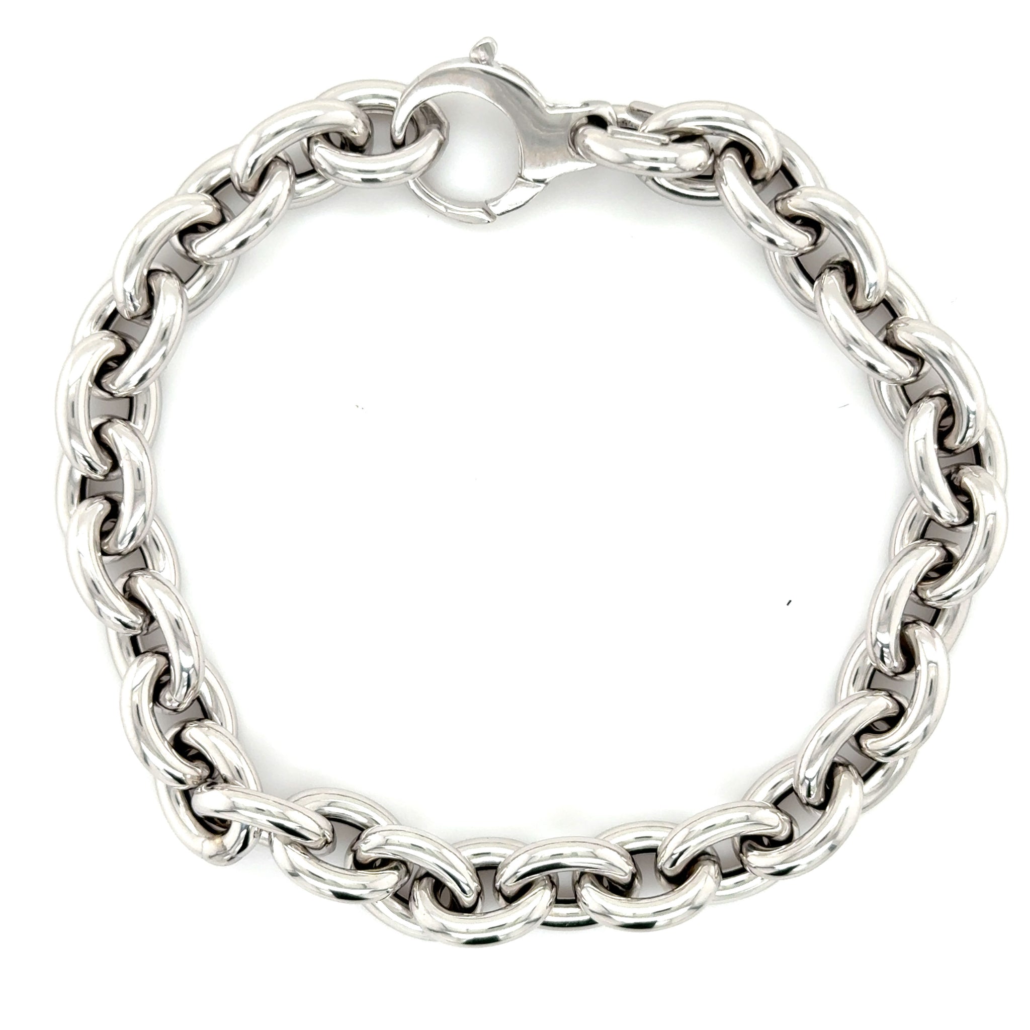 14K White Gold Chunky Rolo Bracelet