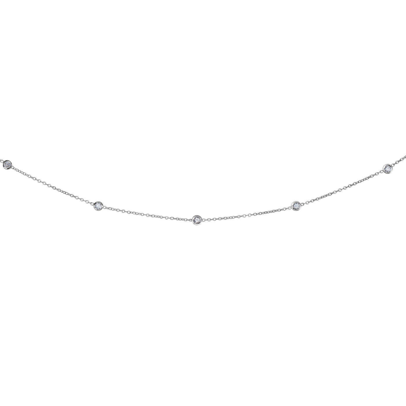 Diamond By The Yard Necklace In 14K White Gold