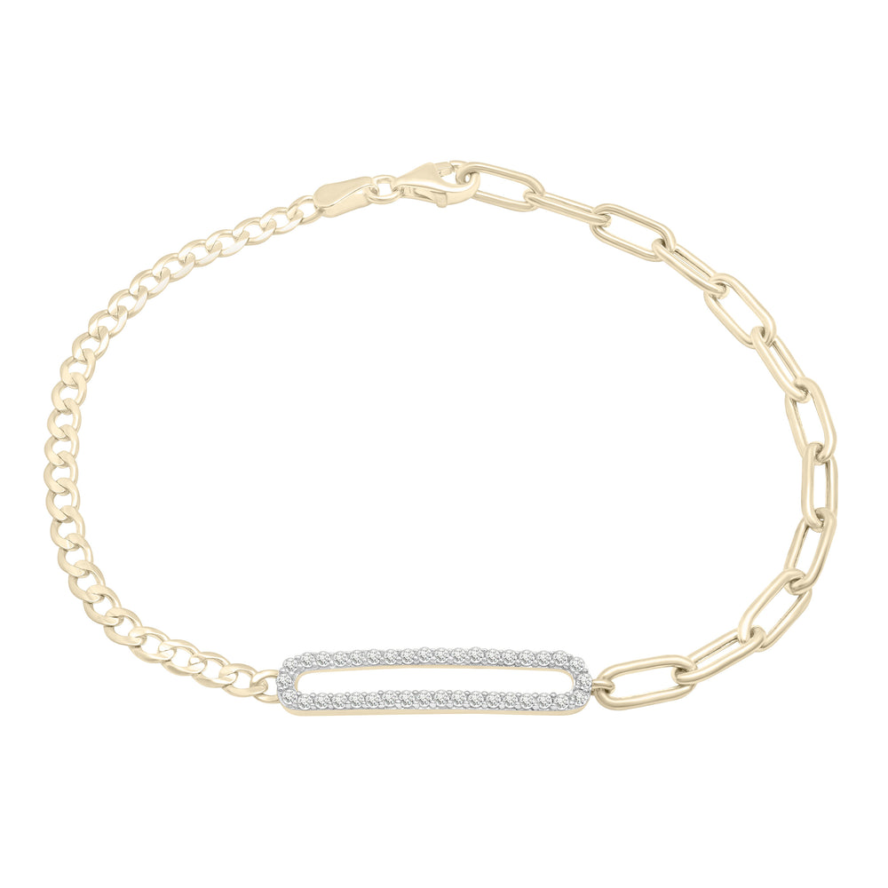 Elongated Diamond Link Chain Bracelet In 14K Gold