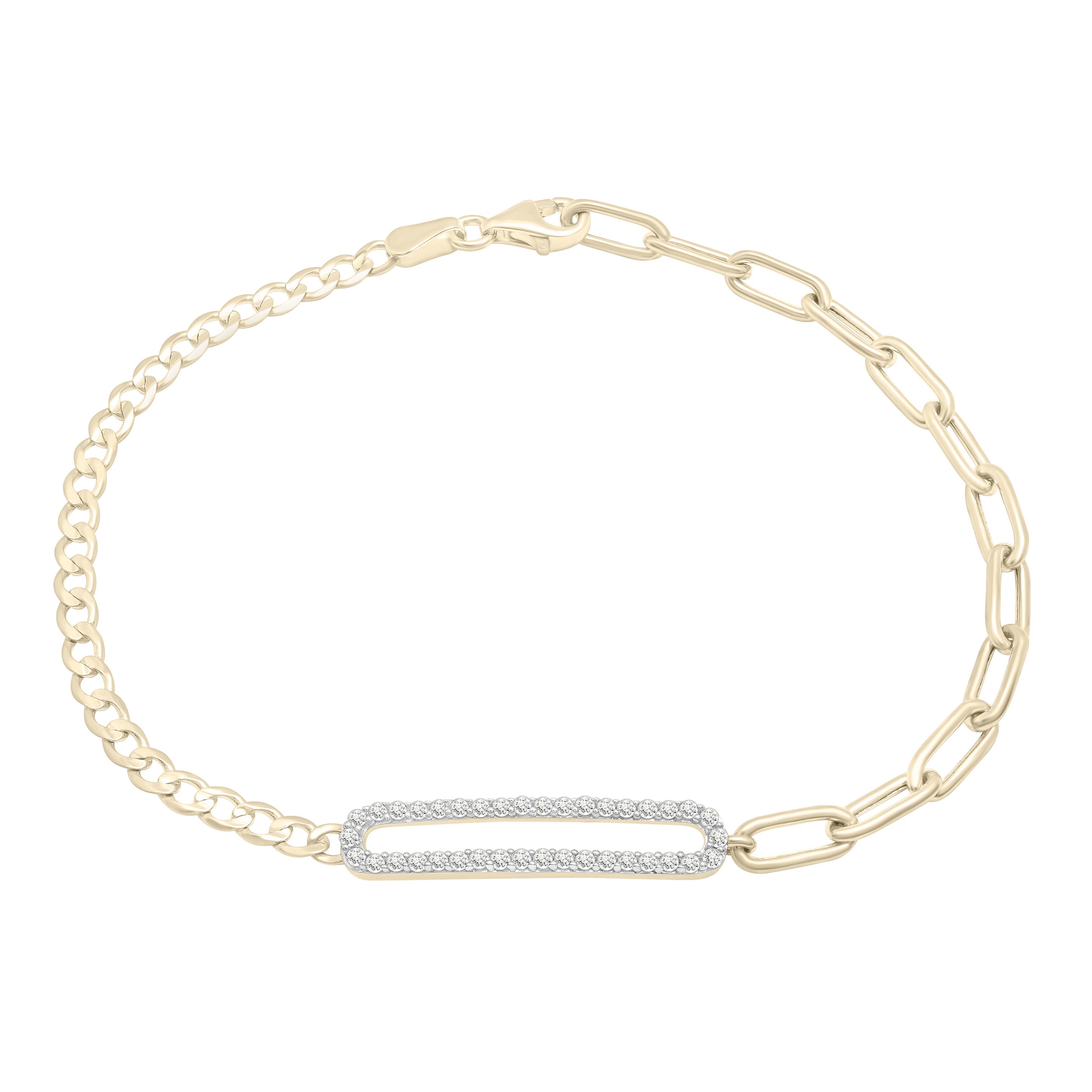 Elongated Diamond Link Chain Bracelet In 14K Gold