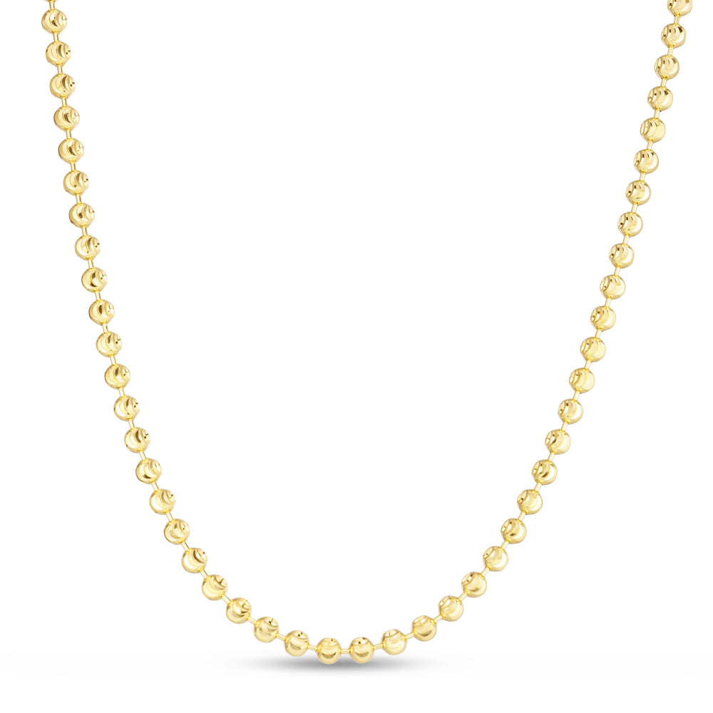 14K Gold Moon Cut Ball Chain Necklace