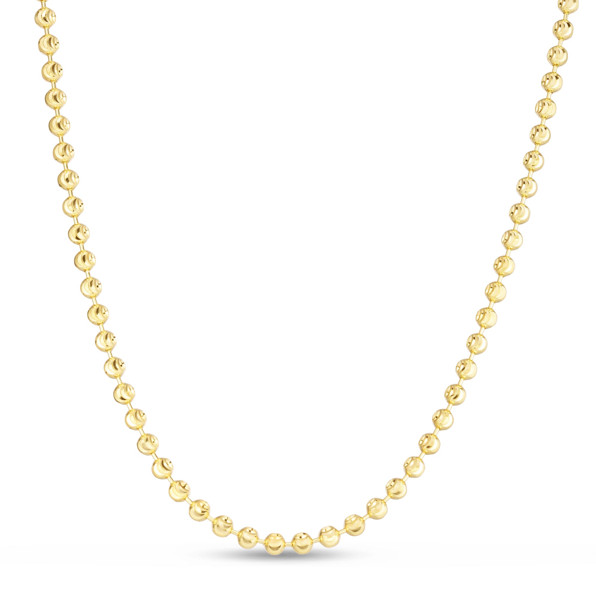14K Gold Moon Cut Ball Chain Necklace